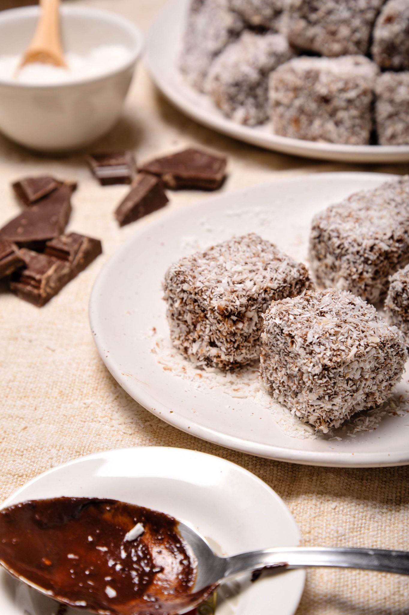 Vegan Lamingtons Recipe - Chocolate Coconut Squares - Thyme with Tina