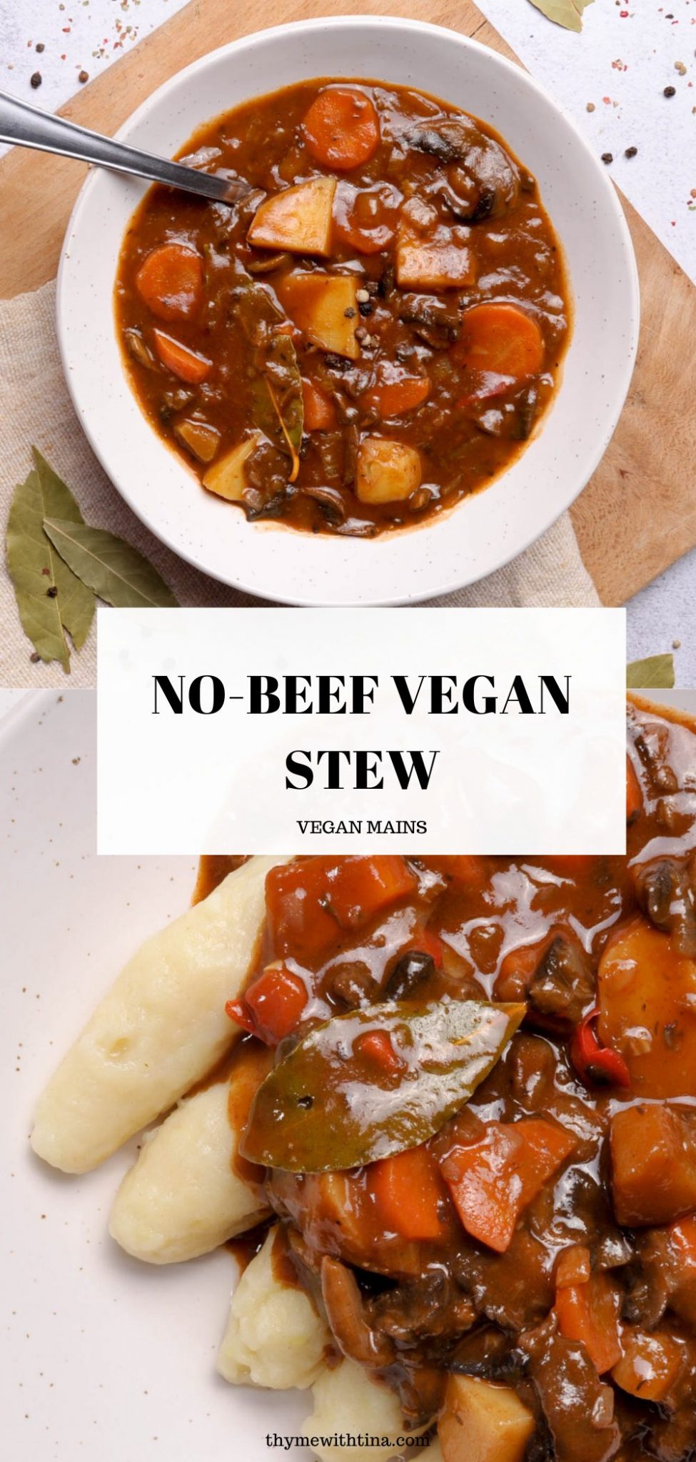 Vegan No-Beef Mushroom Stew Recipe - Thyme with Tina